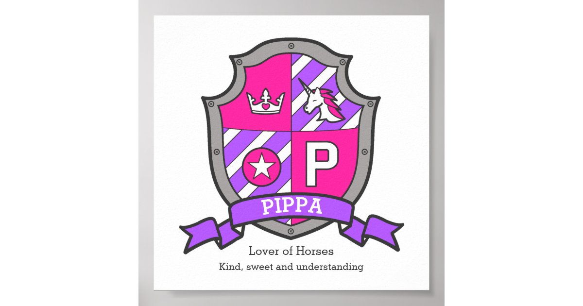 Pippa name meaning unicorn princess letter P Poster | Zazzle