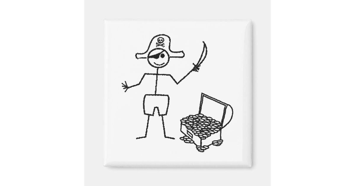 Pirate Stickman With Treasure Chest Magnet | Zazzle