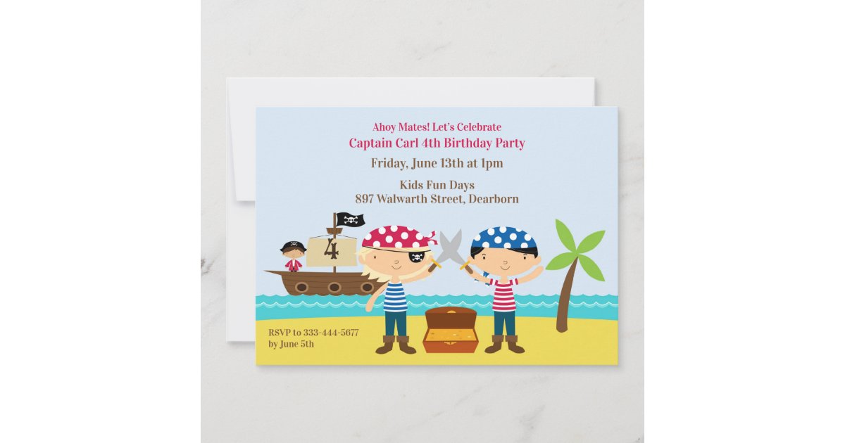 Pirates Birthday Party Mates Invitation | Zazzle