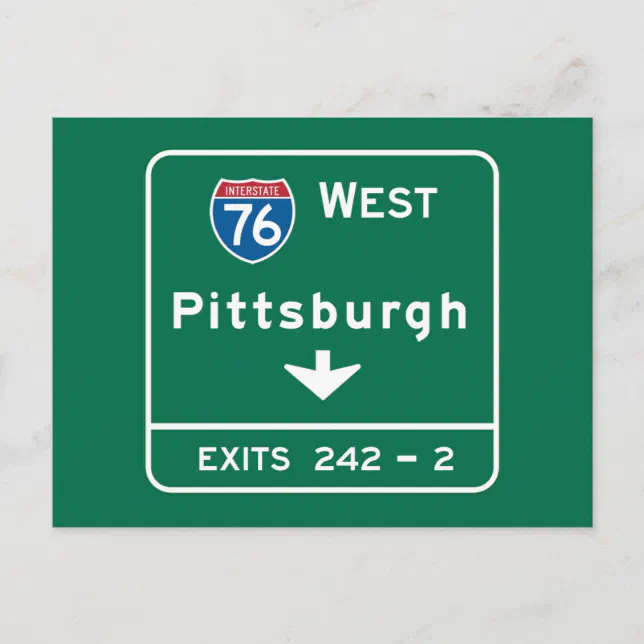 Pittsburgh, PA Road Sign Postcard | Zazzle