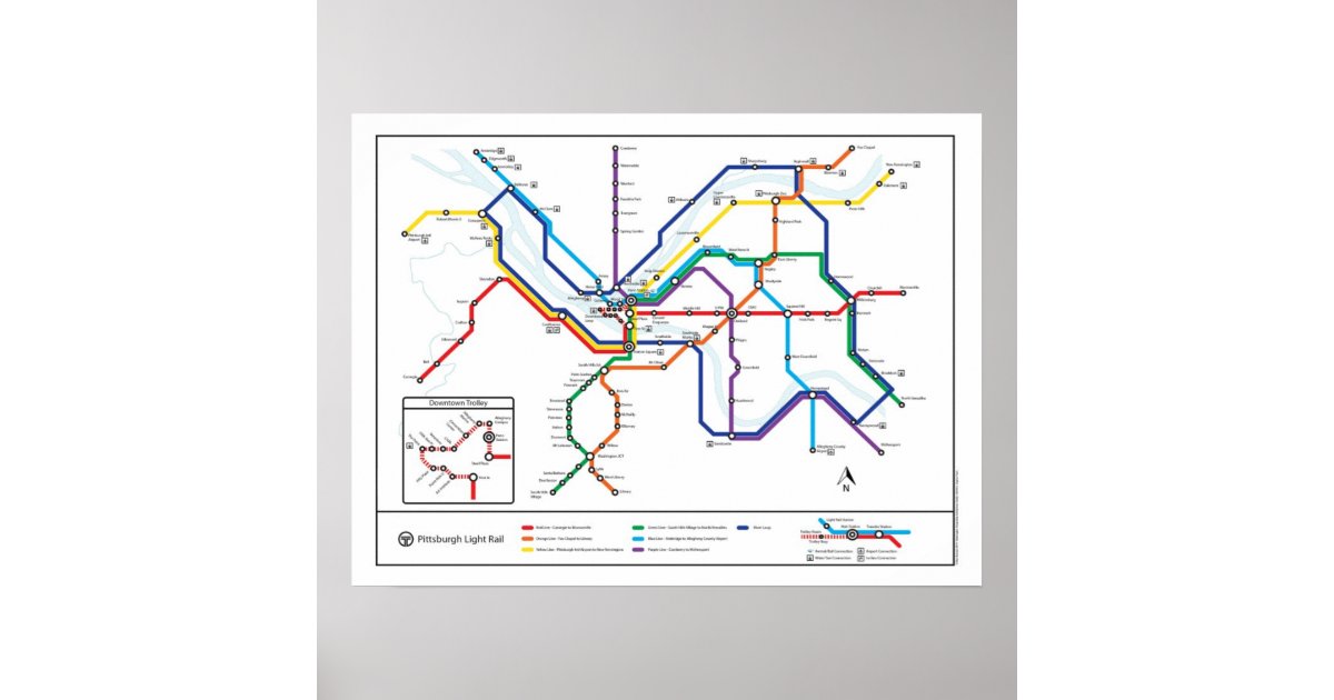 Pittsburgh Transit Map Poster | Zazzle