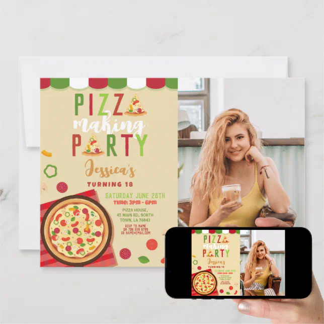 Pizza Making Party Birthday Party Photo Invitation | Zazzle
