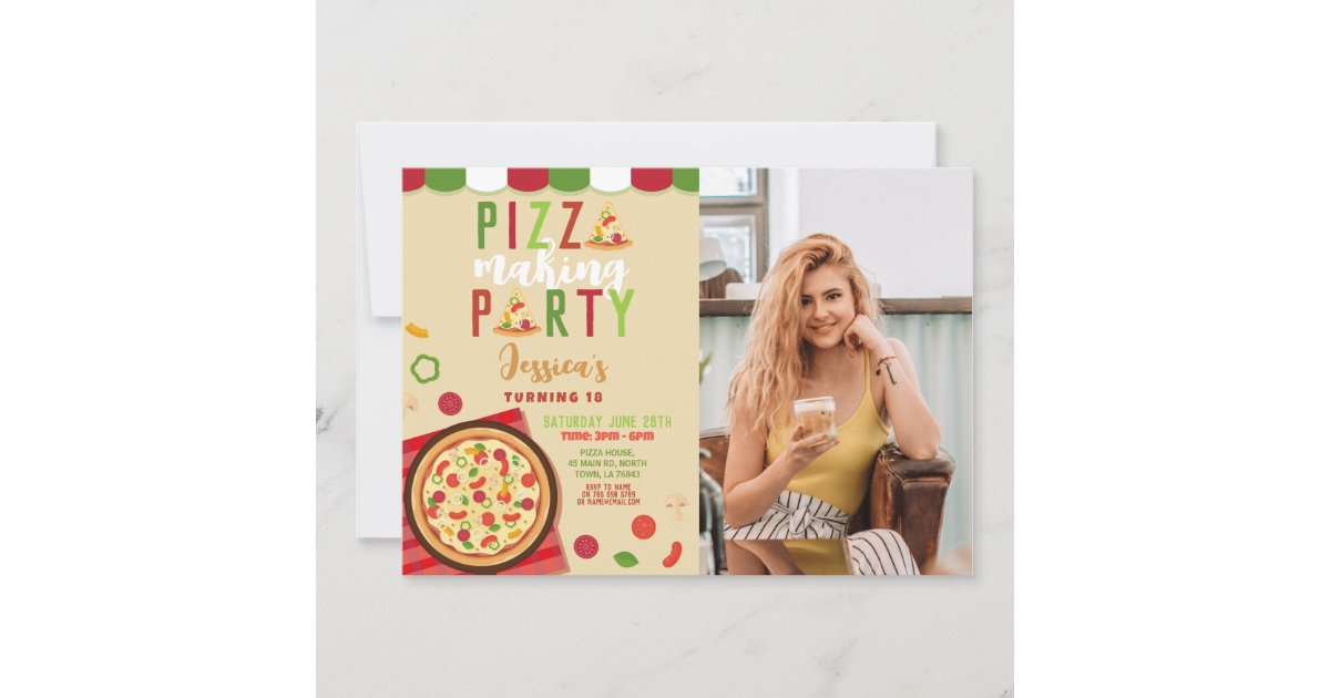 Pizza Making Party Birthday Party Photo Invitation | Zazzle