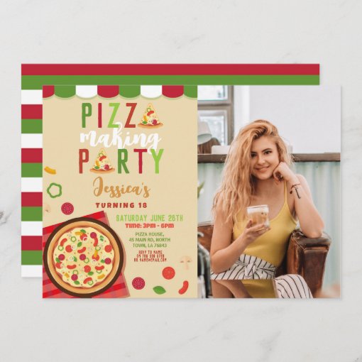 Pizza Making Party Birthday Party Photo Invitation | Zazzle