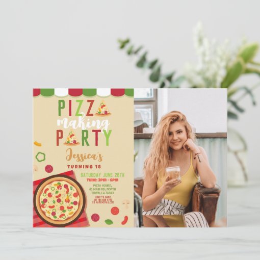 Pizza Making Party Birthday Party Photo Invitation | Zazzle