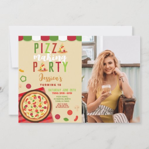 Pizza Making Party Birthday Party Photo Invitation | Zazzle