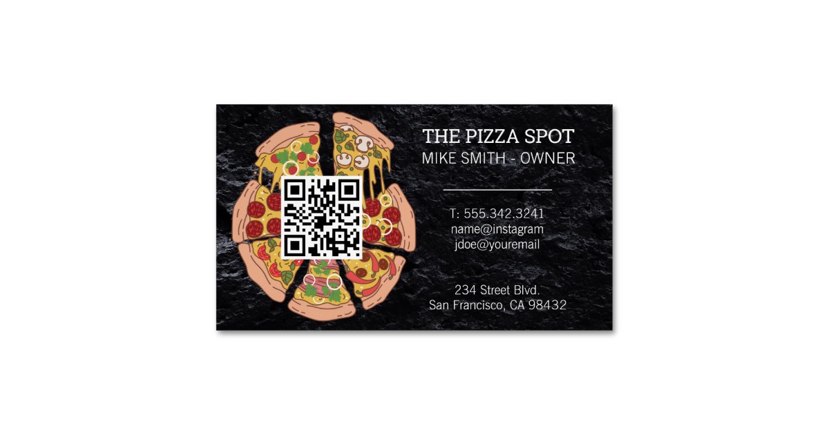 Pizza Pie Slices | QR Code Magnetic Business Card | Zazzle