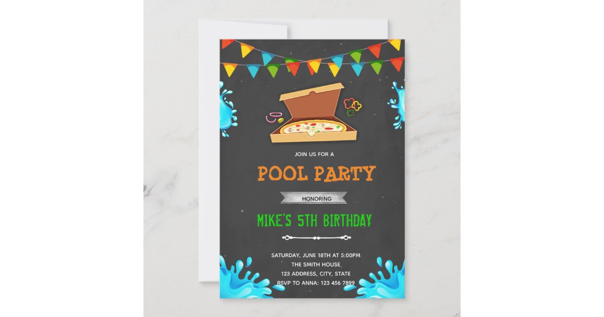 Pizza pool party invitation | Zazzle