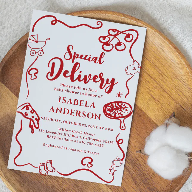 Pizza,special Delivery Baby Shower Invitation | Zazzle