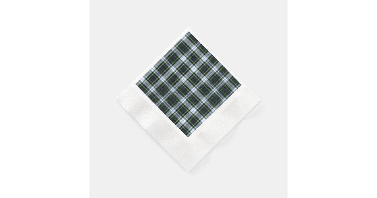 Plaid Rustic Clan Gordon White Green Tartan Napkin | Zazzle