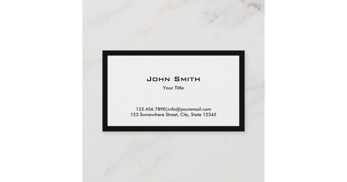 Plain Bold Black Border Business Card | Zazzle