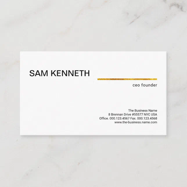 Plain Minimalist Simple Gold Line Founder CEO Business Card | Zazzle