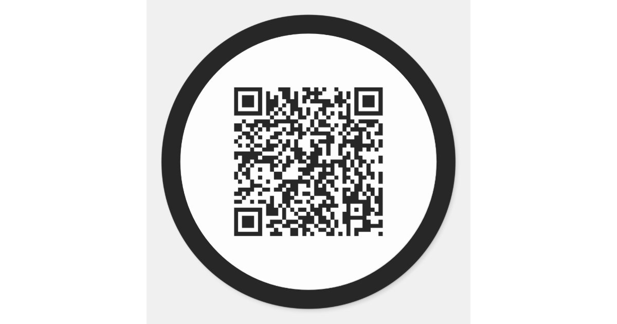 Plain QR Code Elegant Black Frame Professional Classic Round Sticker ...