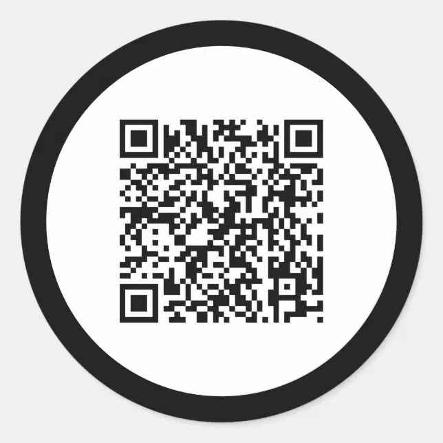 Plain QR Code Elegant Black Frame Professional Classic Round Sticker ...