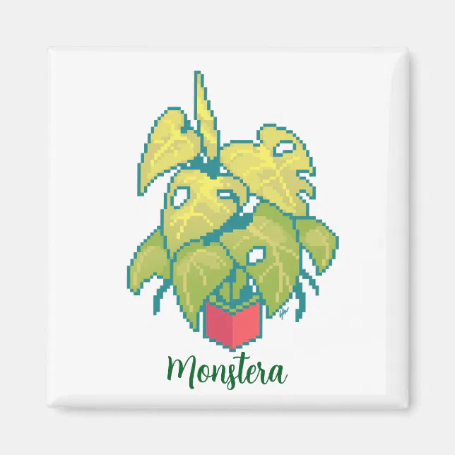 Plant monstera pixelart, Pixel Art Magnet | Zazzle