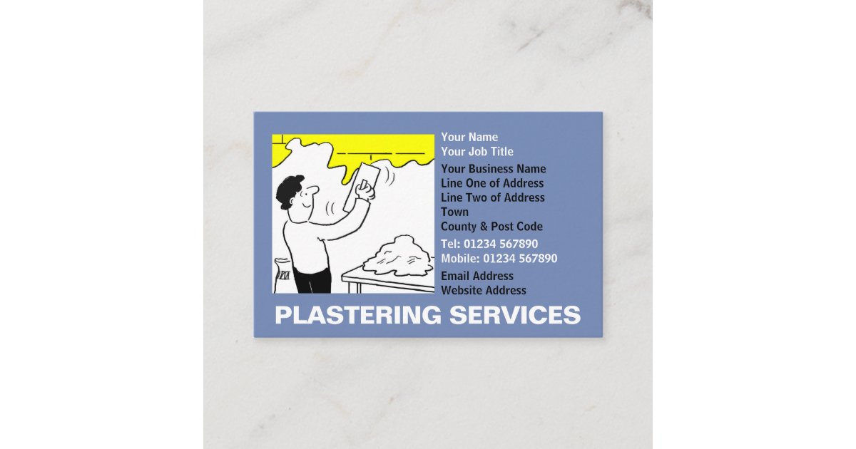Plastering Services Cartoon Business Card | Zazzle