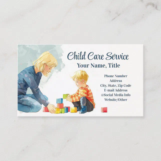 Play Blocks Teacher Babysitter Childcare Therapist Business Card | Zazzle