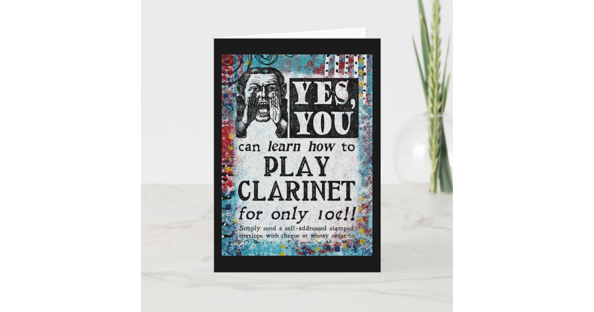 Play Clarinet - Funny Vintage Ad Card | Zazzle