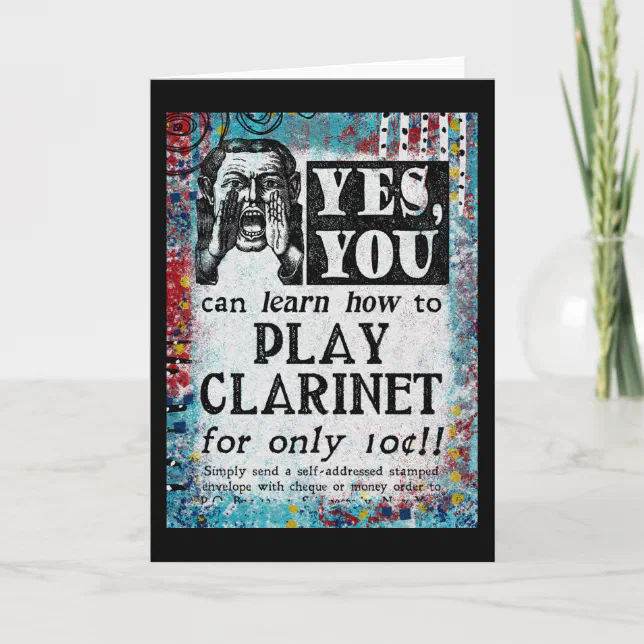 Play Clarinet - Funny Vintage Ad Card | Zazzle