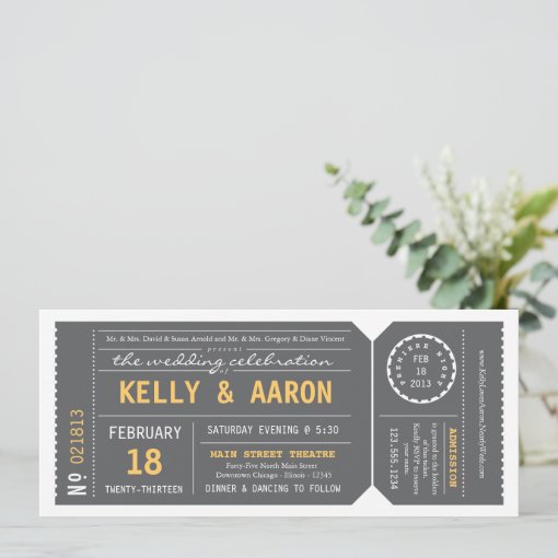 Playbill Theatre Ticket Wedding Invitation - Grey | Zazzle