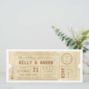 Playbill Vintage Theatre Ticket Wedding Invitation | Zazzle