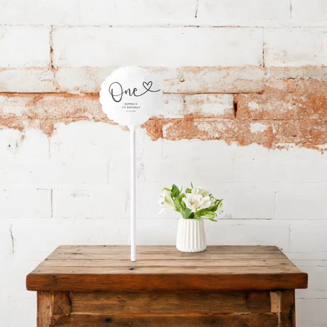 Playful Calligraphy Minimalist 1st Birthday Balloon | Zazzle