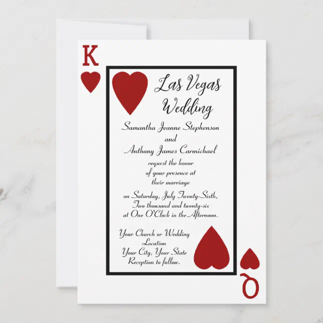 Playing Card King/Queen Wedding Invitations | Zazzle