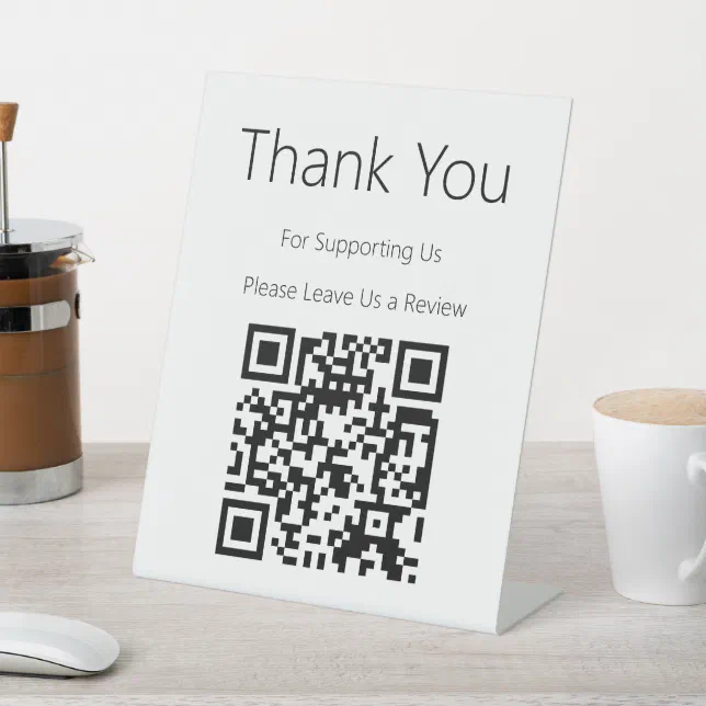 Please Leave Us a Review Black and White QR Code Pedestal Sign | Zazzle