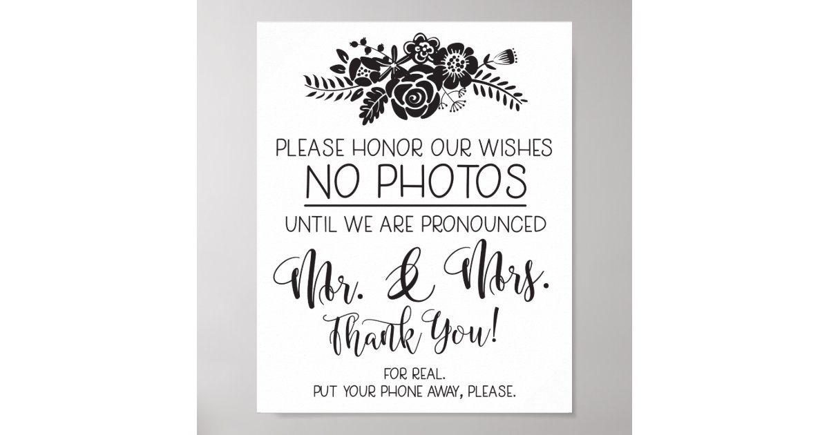 Please No Cell Phone Photos Wedding Ceremony Sign | Zazzle