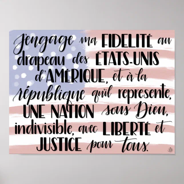 Pledge of Allegiance in French Poster | Zazzle