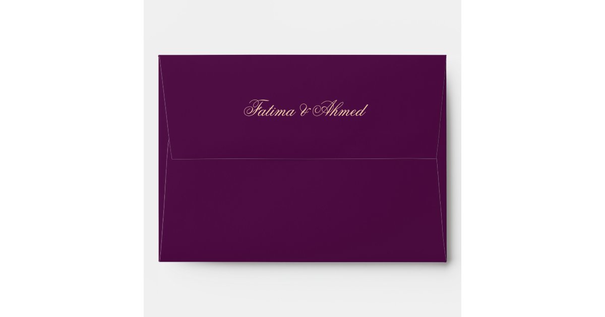 Plum Purple Gold Islamic Muslim Wedding Invitation Envelope | Zazzle