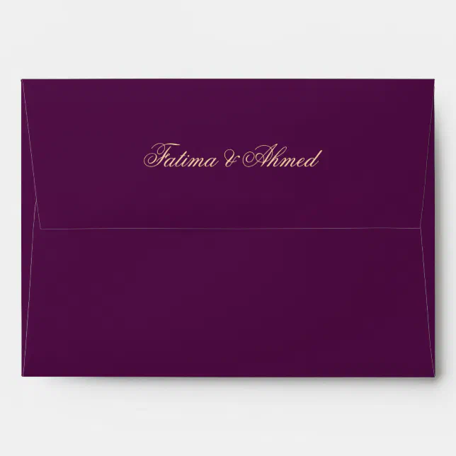 Plum Purple Gold Islamic Muslim Wedding Invitation Envelope | Zazzle