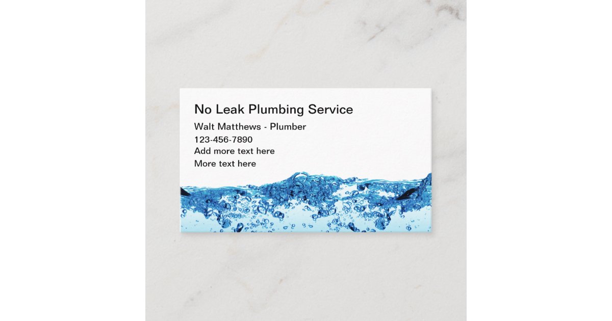 Plumber Simple Business Cards Water Theme | Zazzle