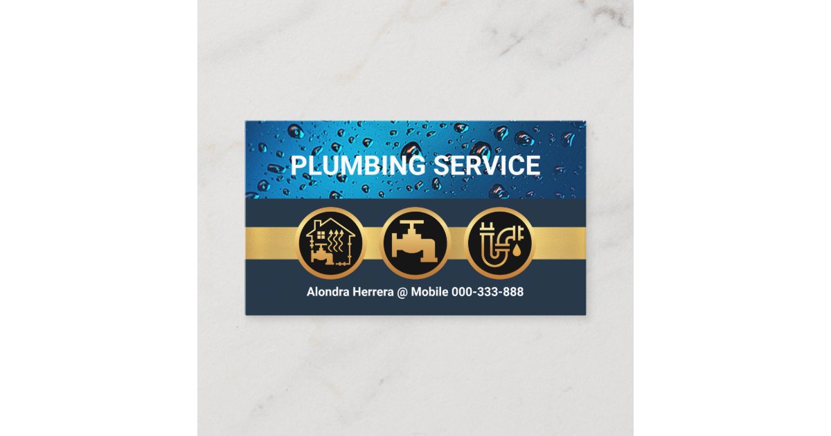 Plumbing Icons Water Drop Business Card | Zazzle