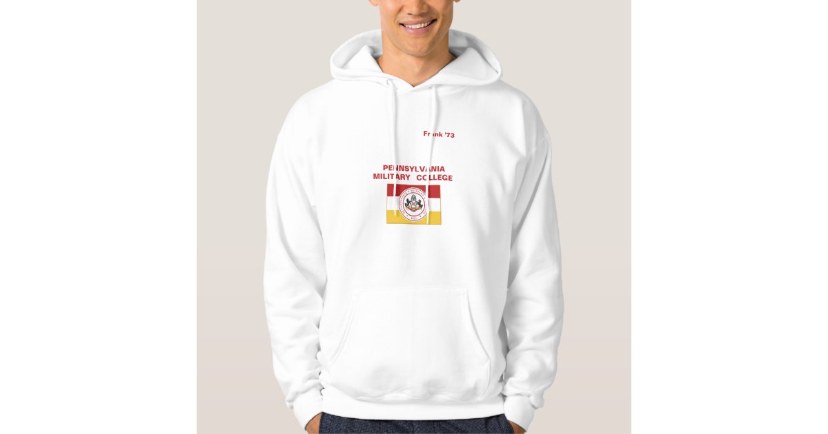 * PMC FLAG HOODIE W/NAME AND CLASS - red text | Zazzle