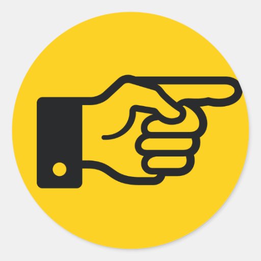 Pointing Finger (Yellow) Sticker | Zazzle