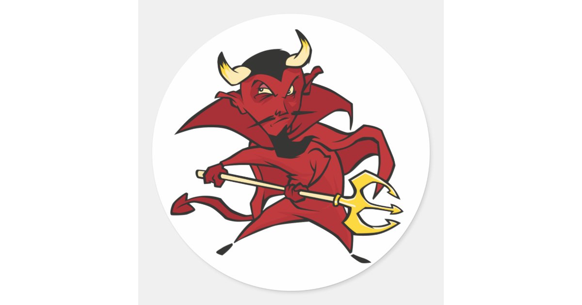 Pointy Red Devil Classic Round Sticker | Zazzle