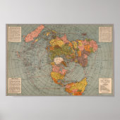 Polar Azimuthal Equidistant Flat Earth Air Map Poster | Zazzle