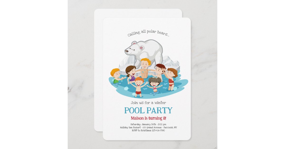 Polar Bear Pool Party Invitation | Zazzle