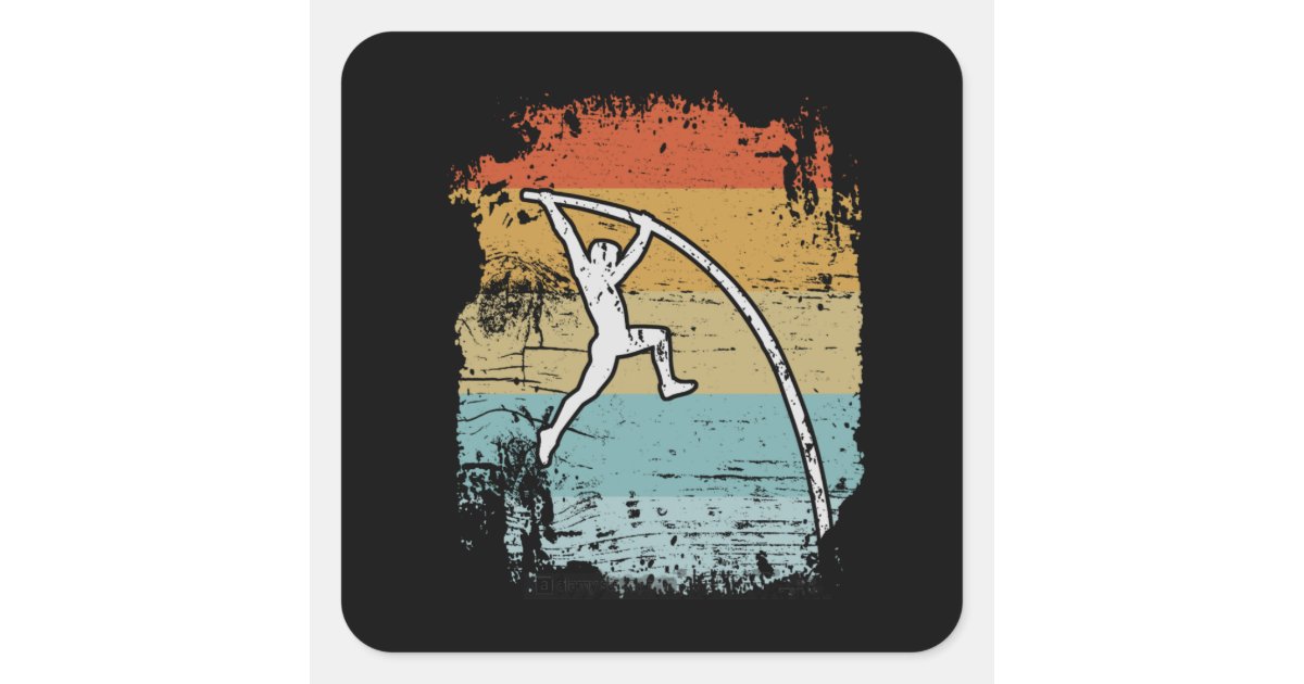 Pole Vault Pole Vaulting Retro Square Sticker | Zazzle