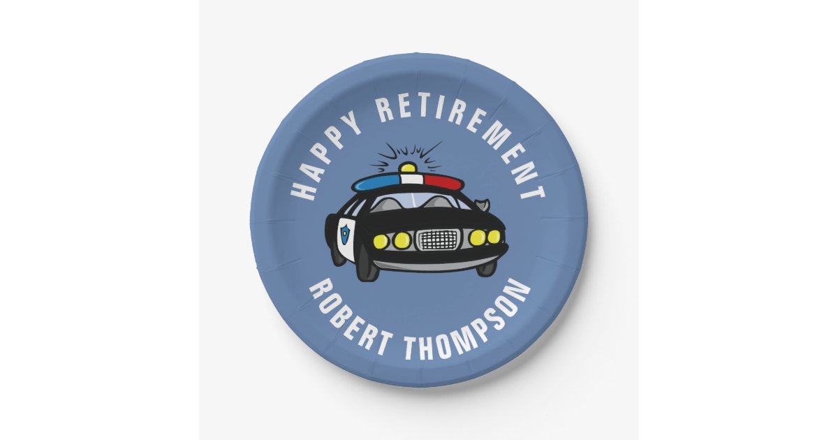 Police Car Retirement Party Paper Plate | Zazzle
