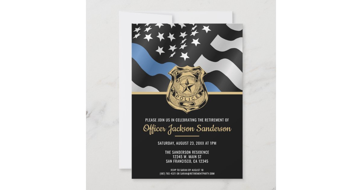 Police Department Retirement Flag Law Enforcement Invitation | Zazzle