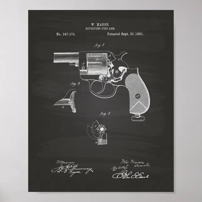 Police Gun 1881 Patent Art - Chalkboard Poster | Zazzle