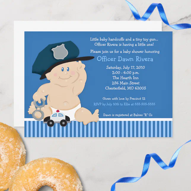 Police Officer Baby Pregnancy Shower Baby Cop Invitation | Zazzle