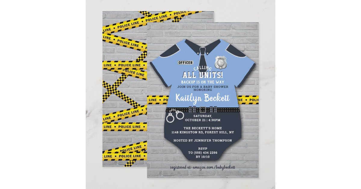 Police Officer Baby Shower Invitation | Zazzle