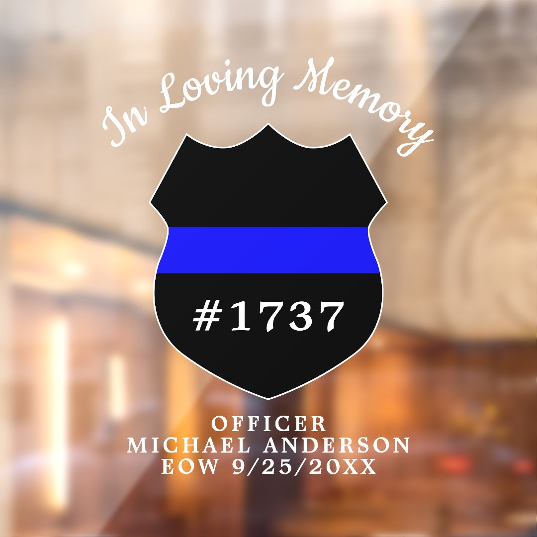 Police Officer Memorial Badge In Loving Memory Window Cling | Zazzle