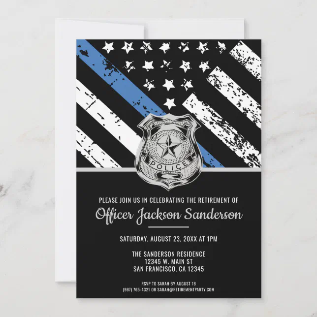 Police Retirement Law Enforcement Department Flag Invitation | Zazzle