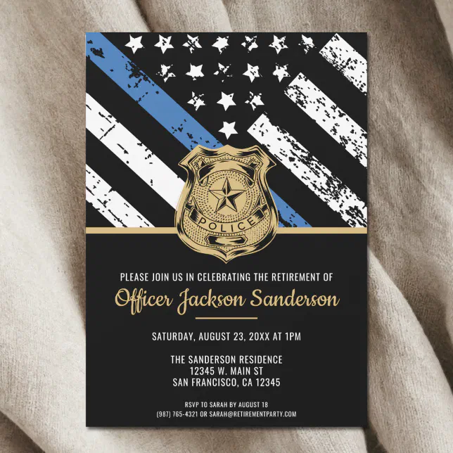 Police Retirement Law Enforcement Department Invitation | Zazzle