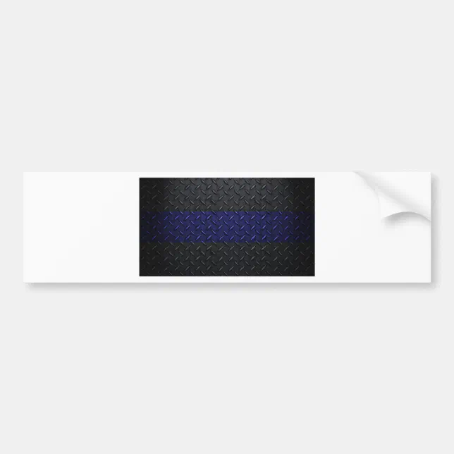 Police Thin Blue Line Diamond Plate Design Bumper Sticker | Zazzle