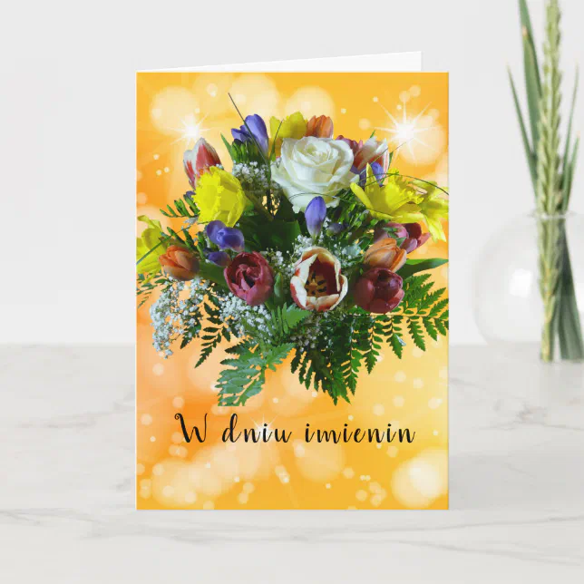 Polish name day card imieniny greeting card | Zazzle